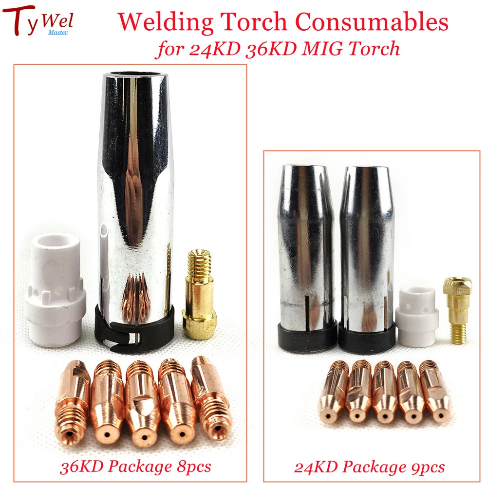 24kd 36kd Welding Torch Tips Welder Gun Consumables Gas Nozzle Tips ...
