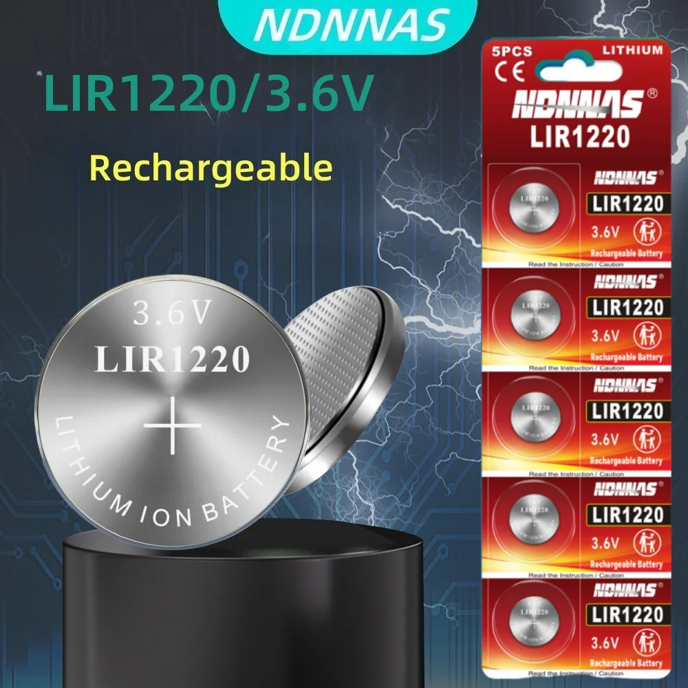 5-6.0 個 LIR1220 3.6V 本物の充電式コイン電池パッチトランスポゾン新オリジナルリチウムイオンボタン電池 CR1220 を ...