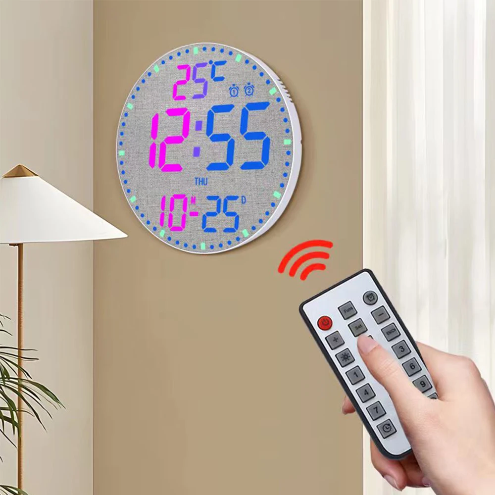 Led-Digital-Electronic-Clock-12-inch-intelligent-remote-control-wall ...