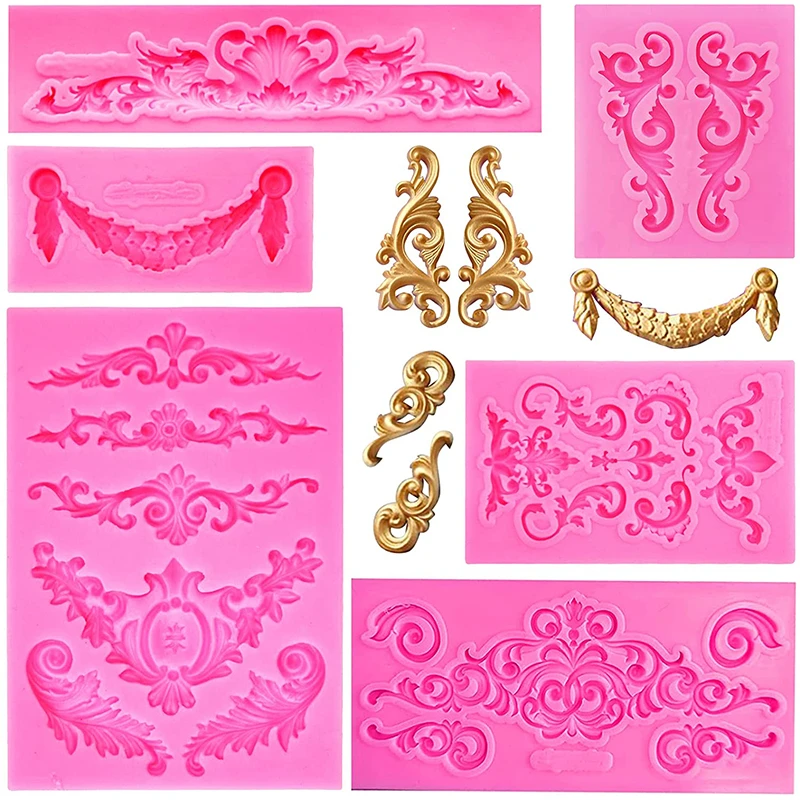 Embossed Lace Mold Fondant Silicone Mold Baroque Style Mold 3D ...