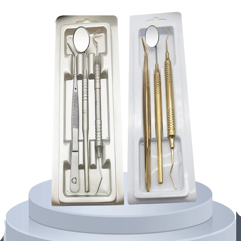 Three-Sets-Of-Imported-Titanium-Handle-Probe-Forceps-Mouth-Mirror ...