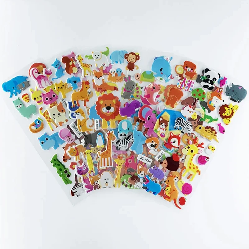 8-Sheets-Set-Waterproof-Cartoon-Zoo-Animals-Stickers-Kids-Notebook ...