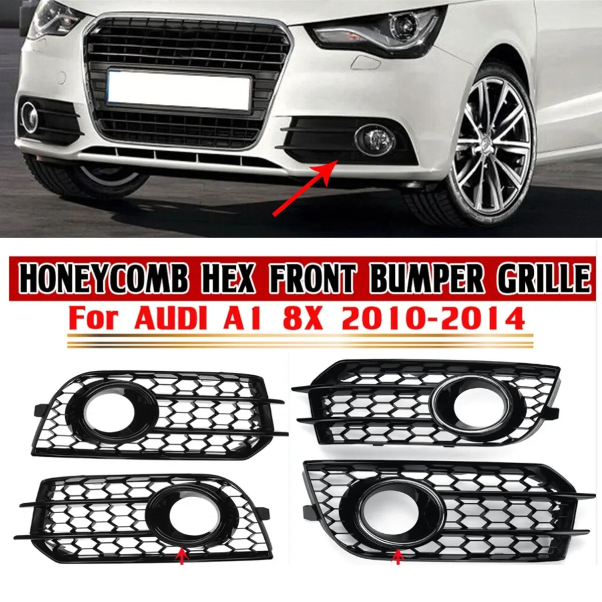 Pair-Car-Front-Bumper-Fog-Lamp-Grill-Grille-For-AUDI-A1-8X-2010-2014 ...