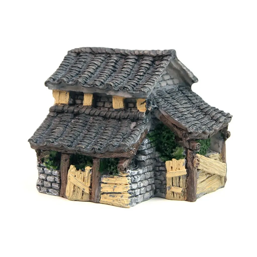 Cute Resin Miniature Statue Mini House Figurines Chinese Rural Sense ...