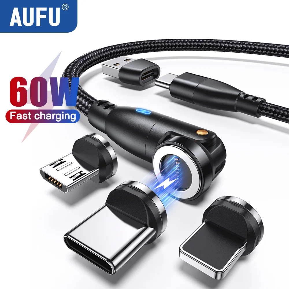AUFU-540-Rotate-Magnetic-Type-C-Cable-PD-60W-Fast-Charging-Cord-for ...