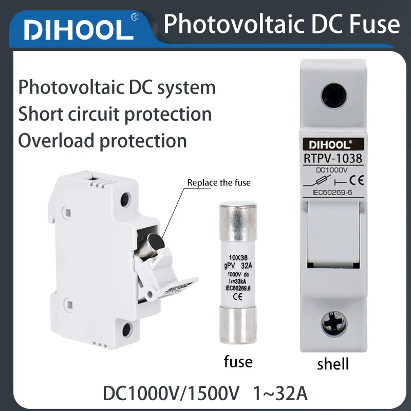 Solar Pv Fuse Holder Solar Pv Dc Isolator Mcb 1000v 10a 15a 1500v ...