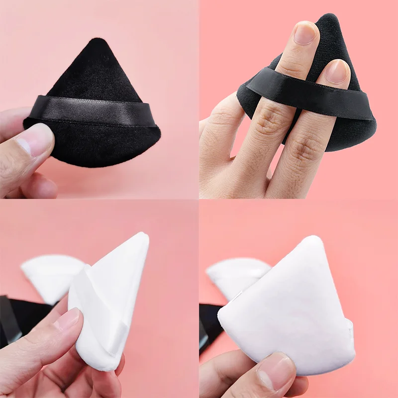 6pcs 4 Colors Triangle Puff Washable Velvet Mini Makeup Sponge For ...