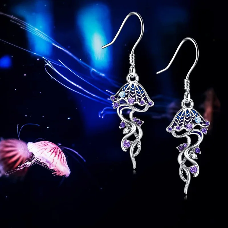 Pendientes-de-medusas-moradas-para-mujer-joyer-a-colgante-de-Animal ...