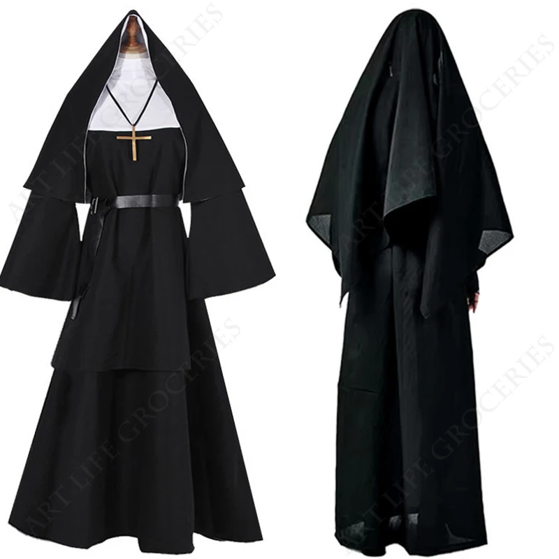 Halloween-Nun-Cosplay-CostumeTraditional-Adult-Valak-Black-Religious ...
