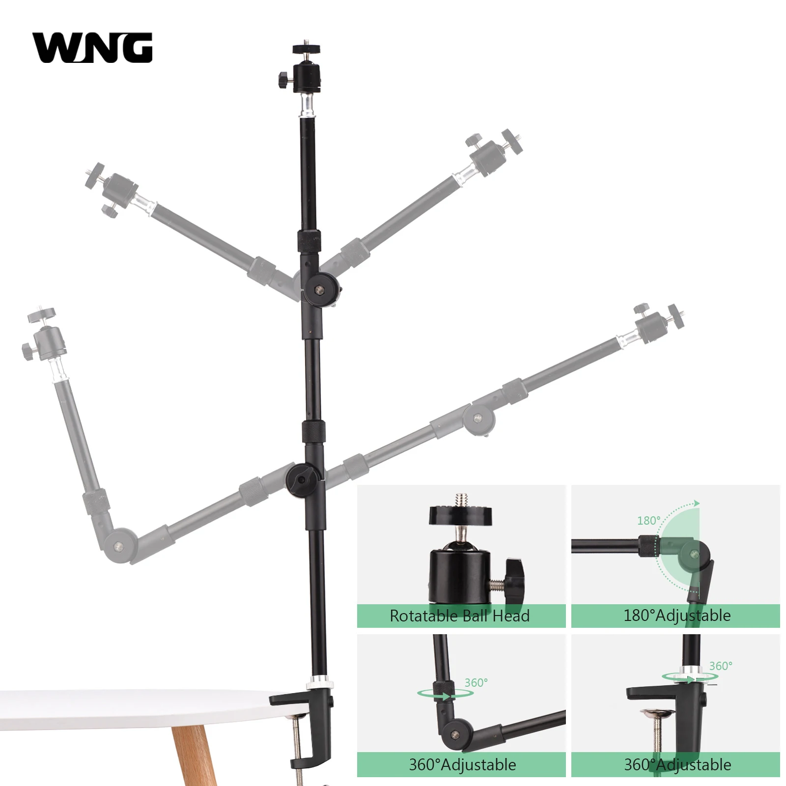Flexible Foldable Desk Mount Tabletop Stand Metal Bracket 1/4"Screw ...