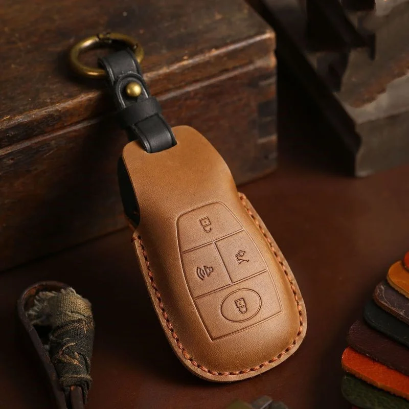 Crazy-Horse-Leather-Car-Key-Cover-Case-Keyring-Bag-for-BAIC-X7-BJ40 ...