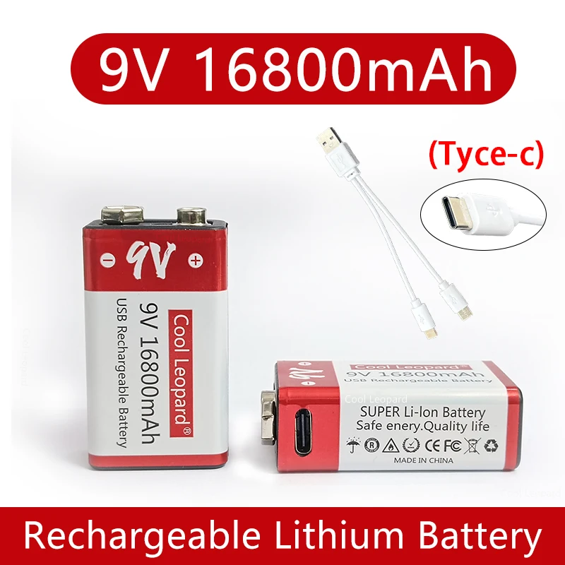 2022-New-9V-16800mah-Lithium-Ion-Rechargeable-Battery-Micro-USB-Battery ...