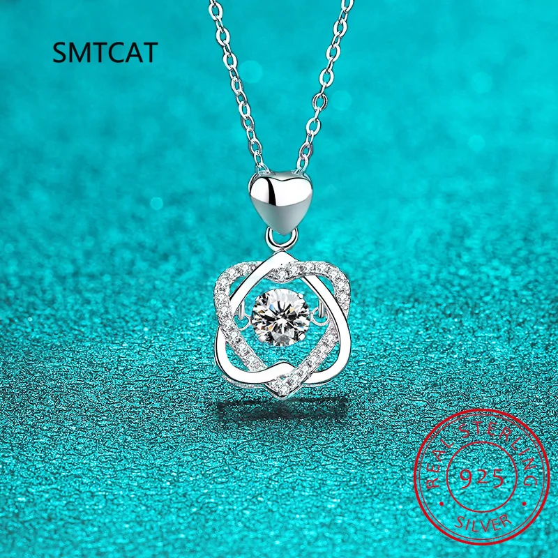 0.5ct Moissanite Necklace for Women Sparkling Simulated Diamond Pendant Beating Heart S925 ...