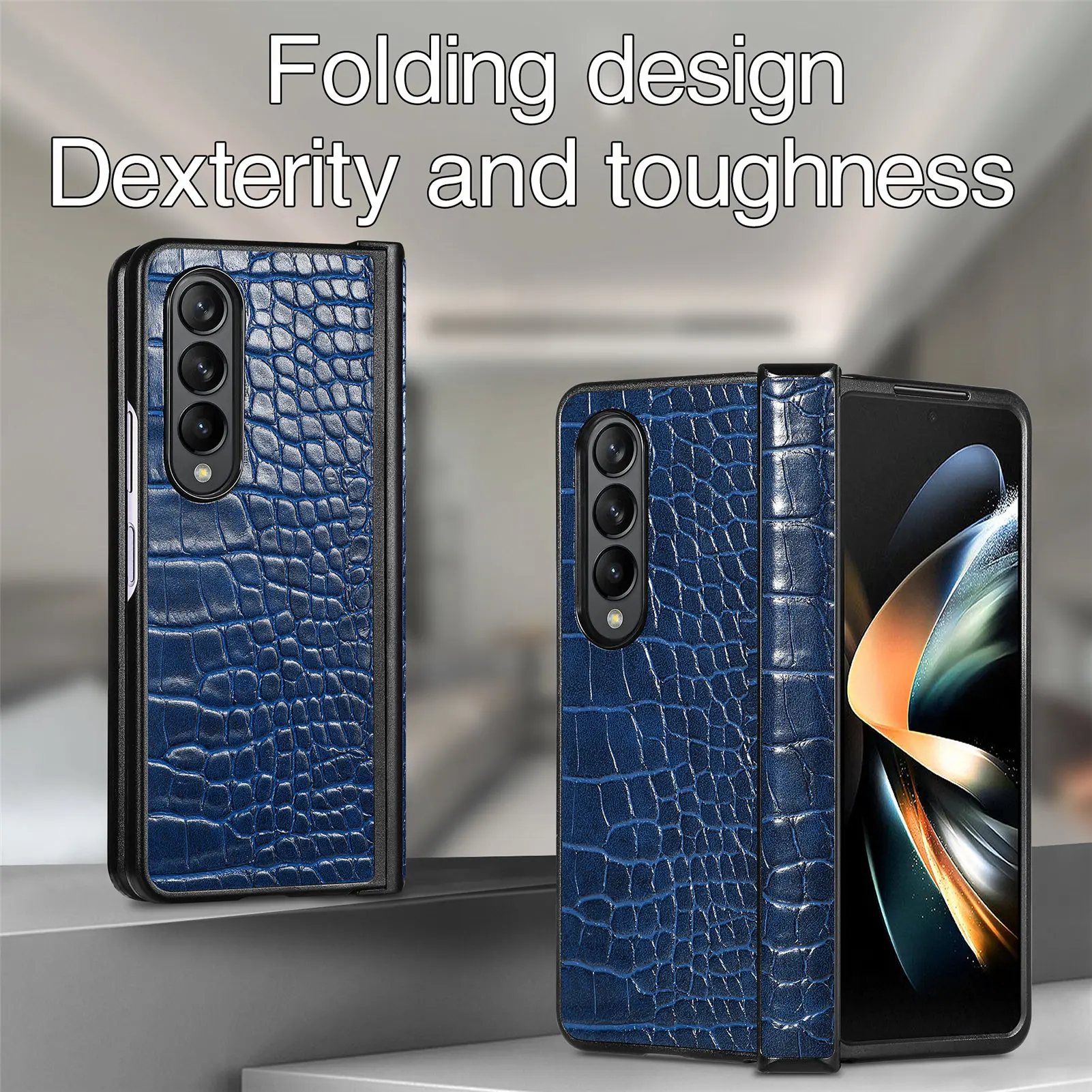 Drop-Bescherming-Crocodile-Lederen-Slim-Case-Voor-Samsung-Galaxy-Z-Vouw ...