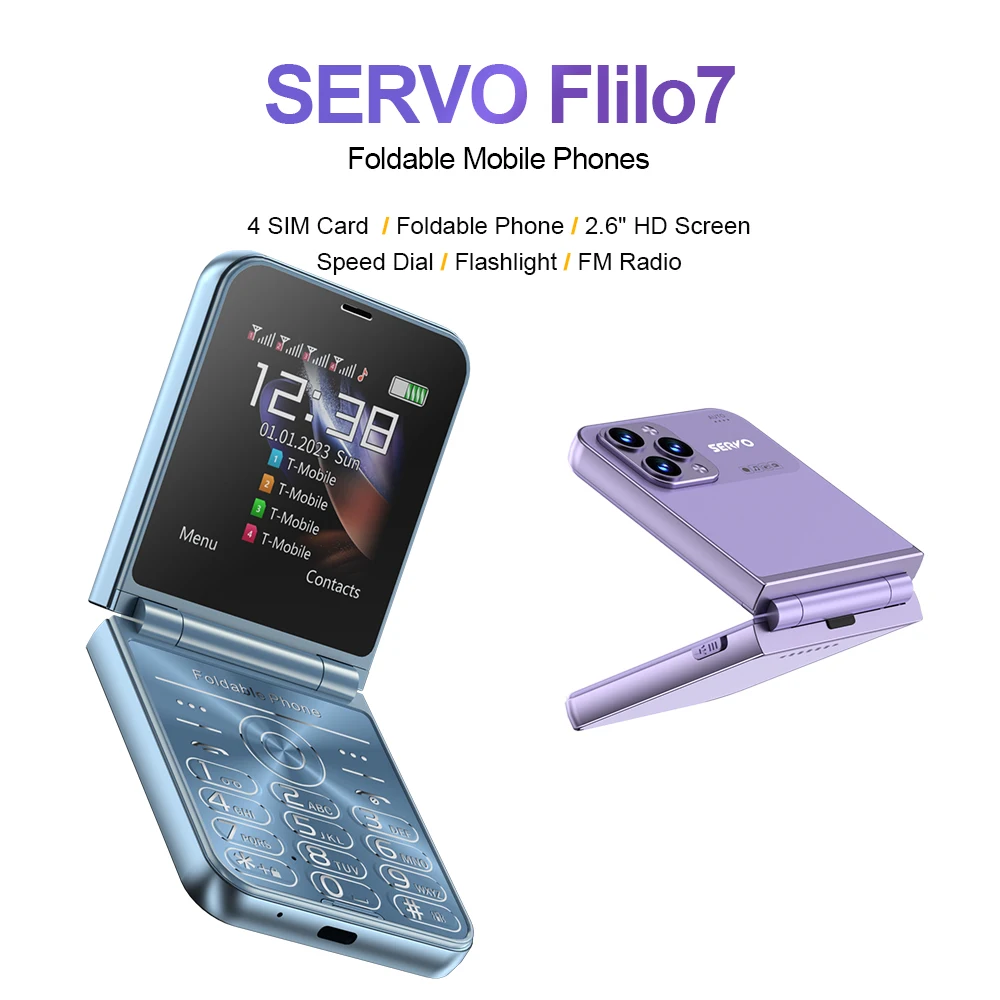 SERVO-Flilo7-Fold-Mobile-Phone-4-SIM-Card-GSM-2-6-inch-Display-Camera ...