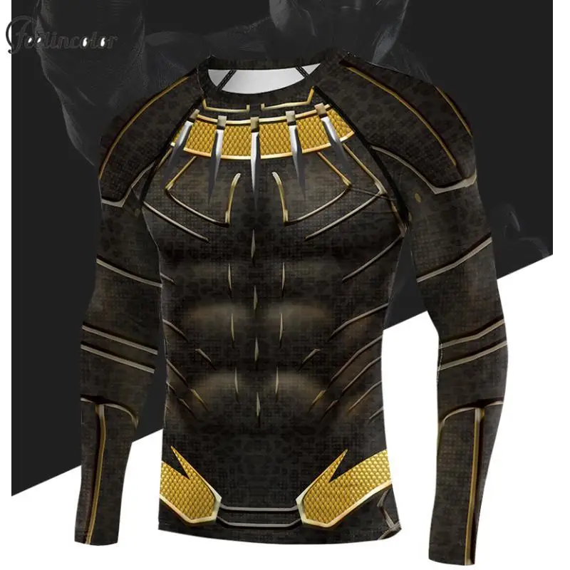 Superhero Black Panther Cosplay Compression T-Shirt for Men Halloween ...
