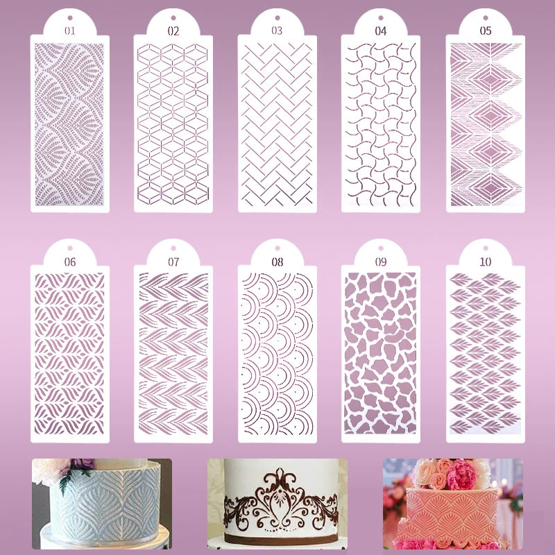 7Pcs-Cake-Stencil-Plastic-Cake-Decorating-Stencils-Flower-Pattern-Cake ...