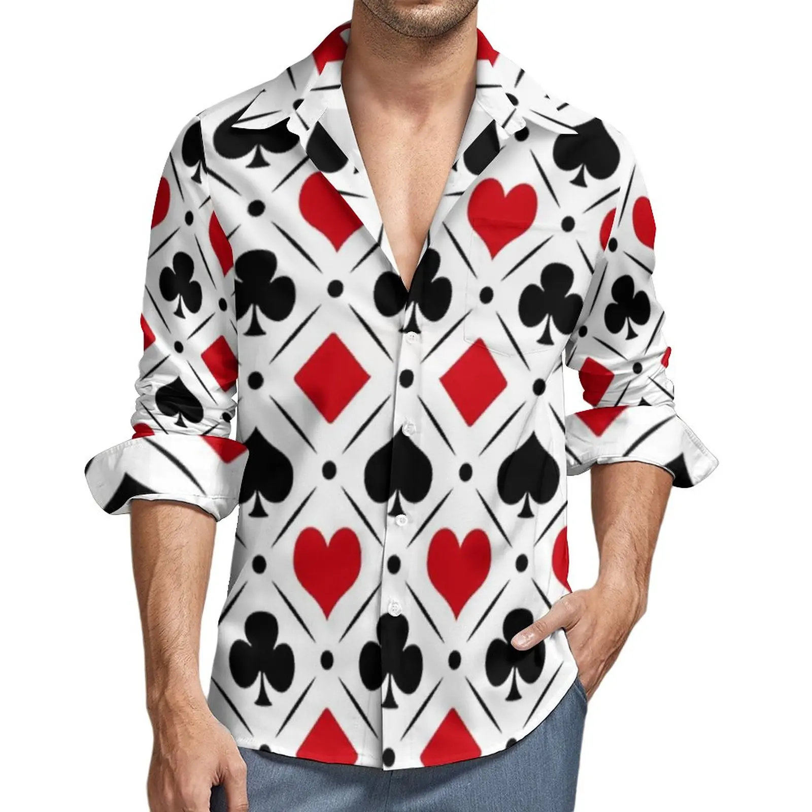 Poker-Symbols-Casual-Shirts-Male-Playing-Card-Suits-Shirt-Long-Sleeve ...