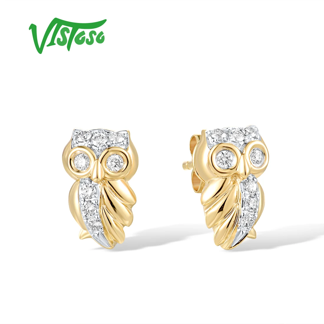 Vistoso-Echt-14K-585-Geel-Goud-Stud-Oorbellen-Voor-Vrouwen-Fonkelende ...