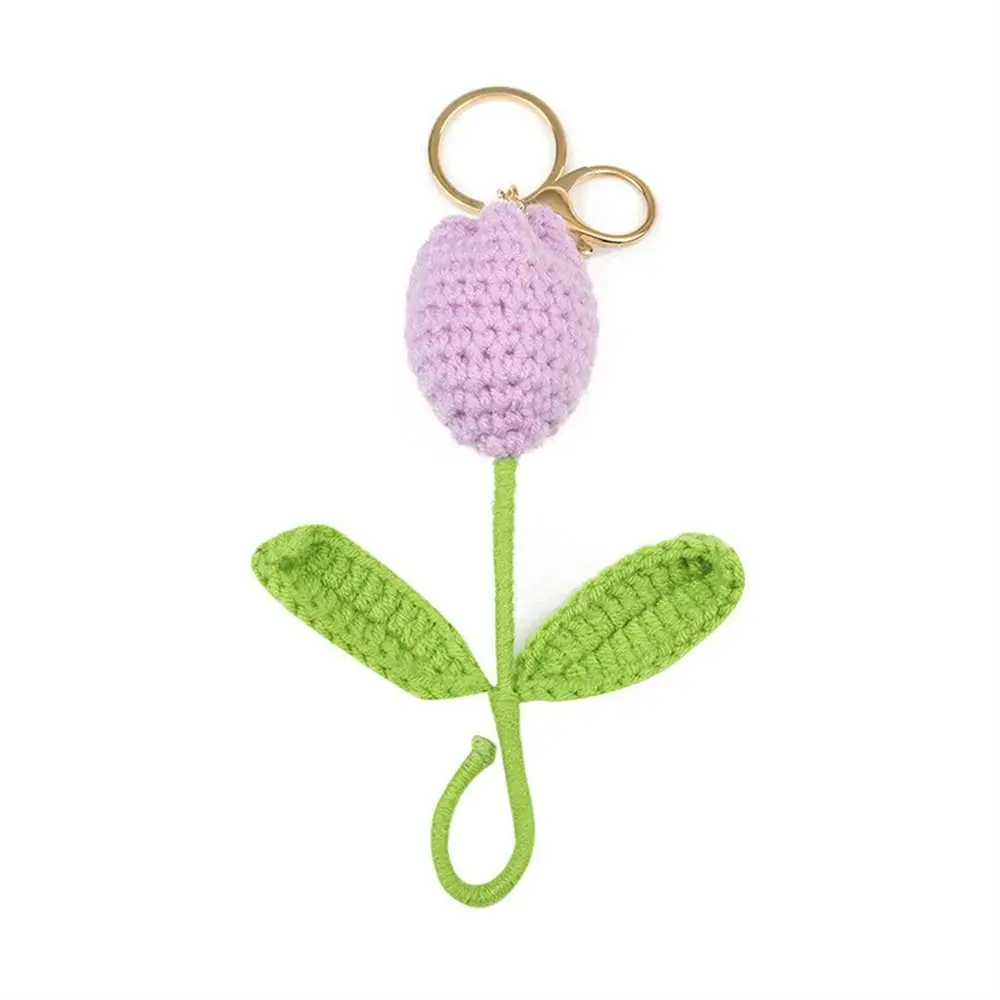 Crochet Tulip Flowers Keychain Cute Knitted Flowers Bag Hanging ...