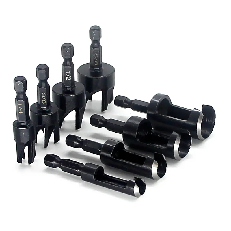 Carbon-Steel-Hex-Shank-Krachtige-Dowel-Bit-Woodworking-Drill-Wood-Plug ...