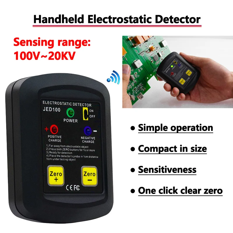 Handheld Electrostatic Detector Non-contact Electric Field Tester 100V ...