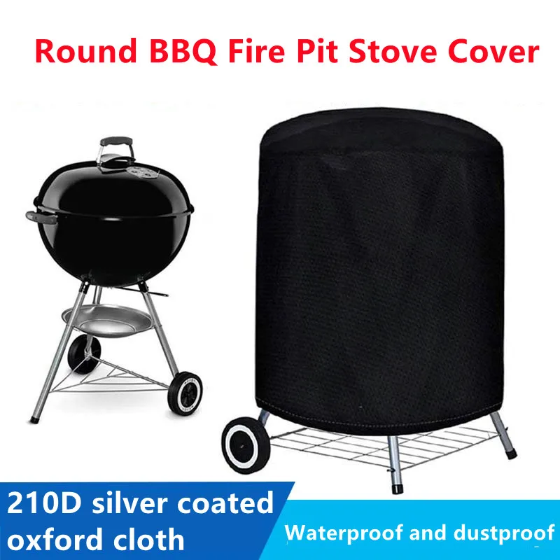 Outdoor-Round-BBQ-Cover-Fire-Pit-Stove-Cover-Waterproof-Weber-Heavy ...