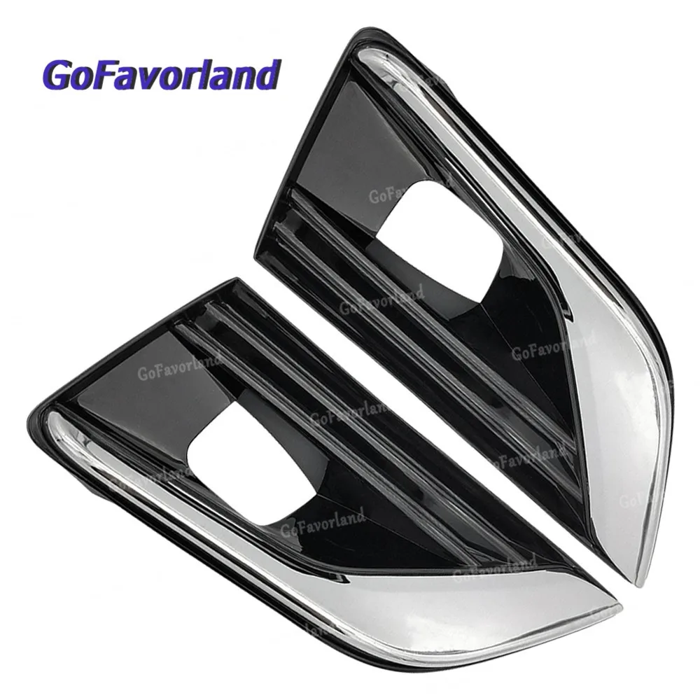 Pair-Front-Left-Right-Side-Black-Chrome-Fog-Light-Lamp-Cover-Bezel ...