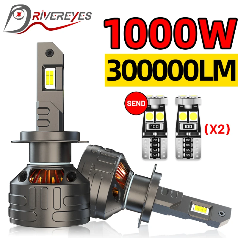 H7 H11 H4 LED Headlights 300000LM 1000W K5C Canbus H1 HB3 9005 4300K 6000K H8 HB4 9006 H9 9012 ...