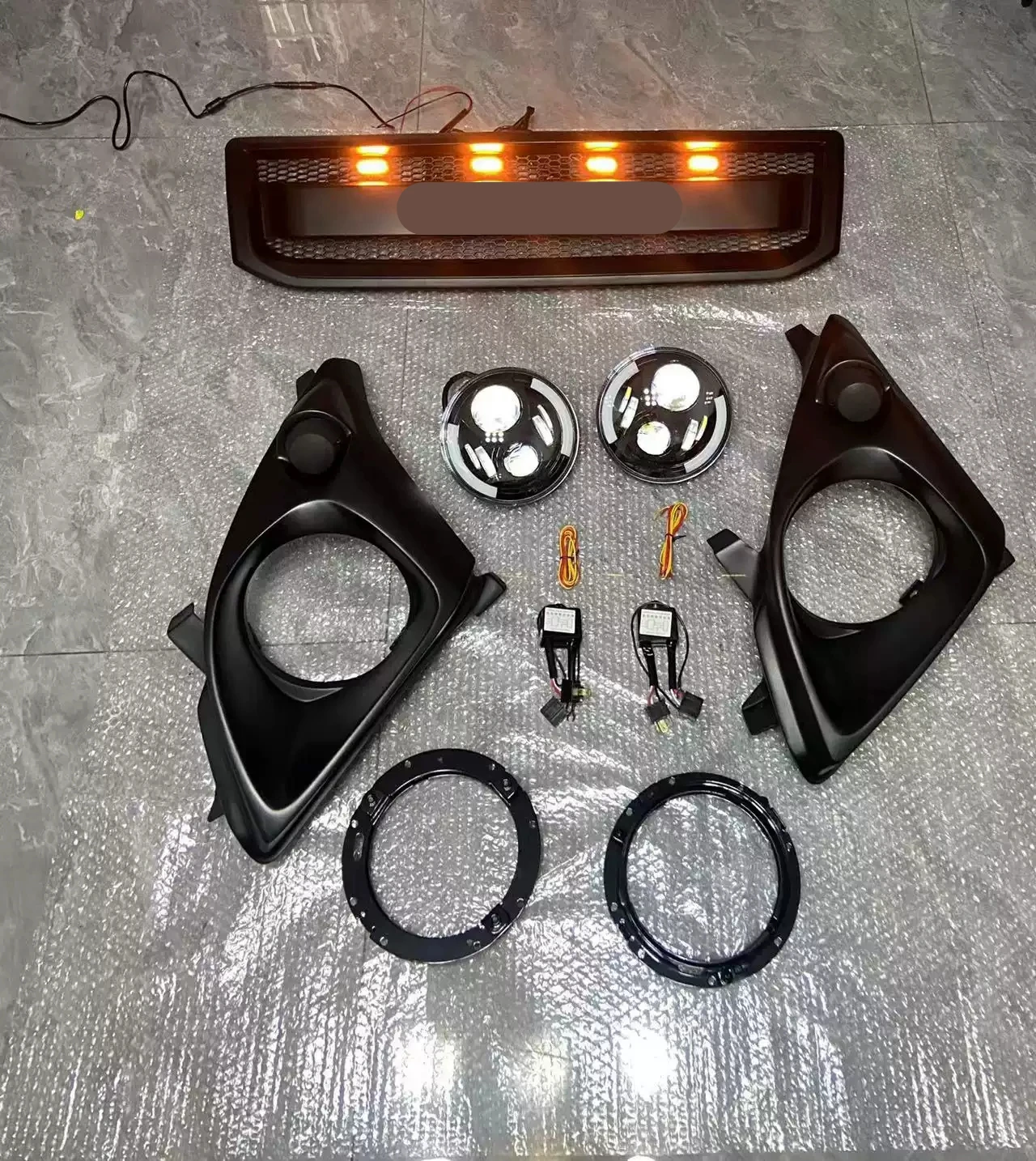 Whole-Kit-Angel-Eye-Headlight-Grill-Grille-For-Toyota-Land-Cruiser ...