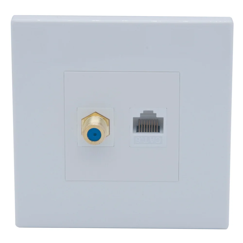 86-EU-Style-1-Port-CAT6-RJ45-Golden-Plate-Coaxial-RG6-Female-To-Female ...