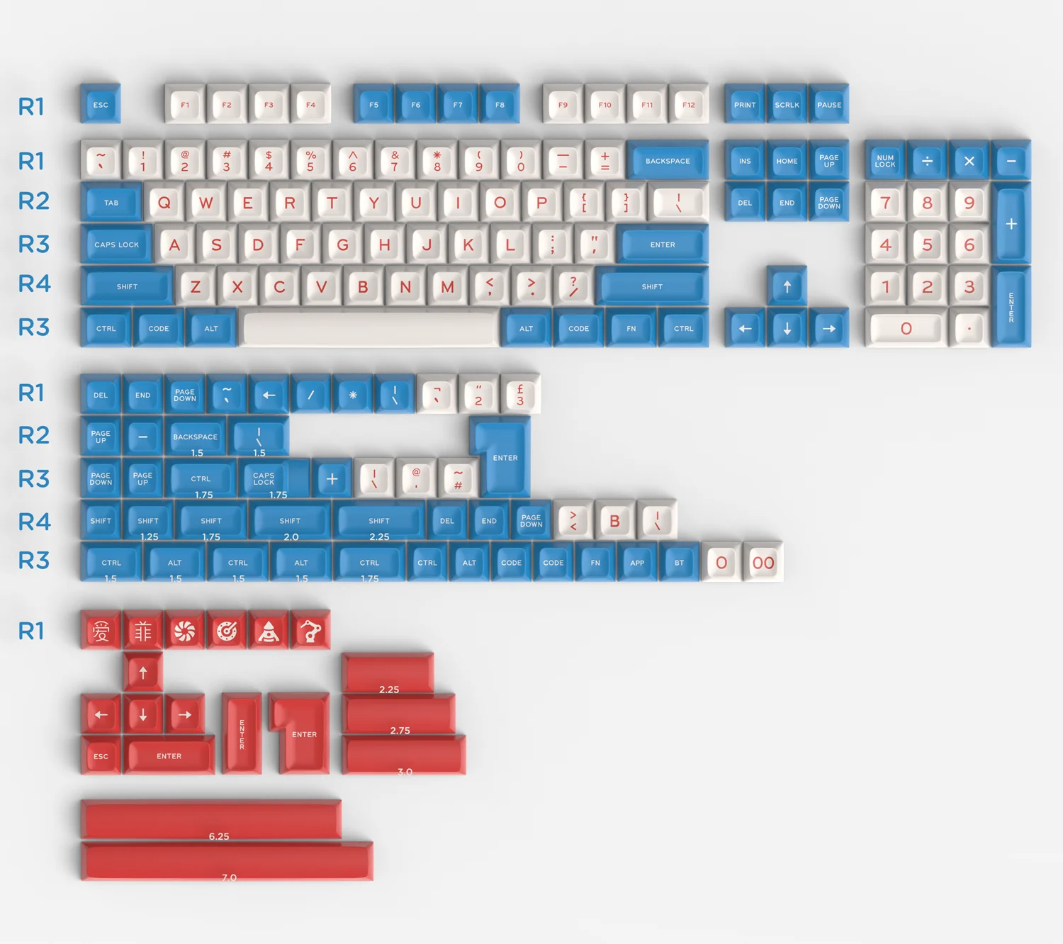172 chaves/conjunto aifei abs duplo tiro keycaps sa perfil chave caps ...