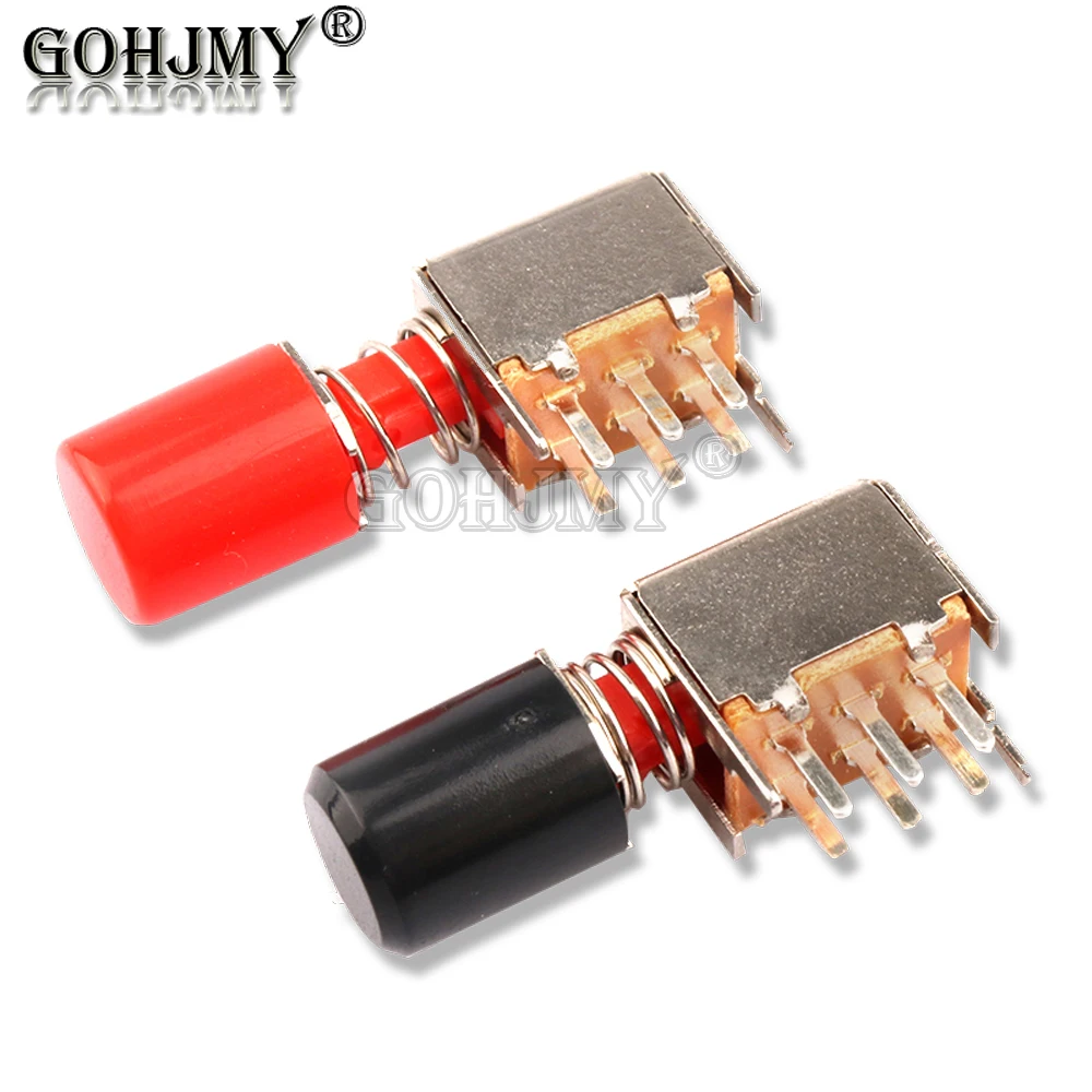 10pcs PS-22F03 A03 Right Angle PCB Latching Push Button Switch DPDT Double Pole 6 Pin Self ...