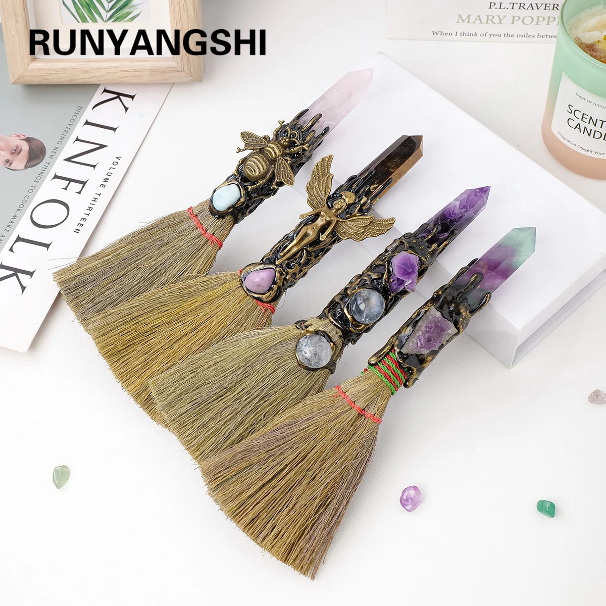 1PC-Natural-Crystal-Magic-Brooms-Amethyst-Point-Craft-Witch-Broomstick-Divination-Energy ...
