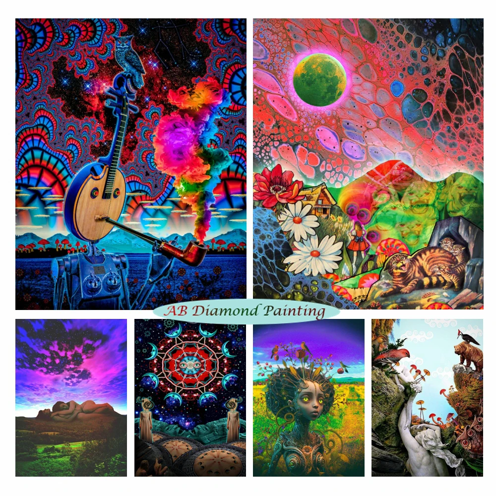 Psychedelic-Art-5D-AB-Diamond-Painting-Fantasy-Landscape-Surrealism ...
