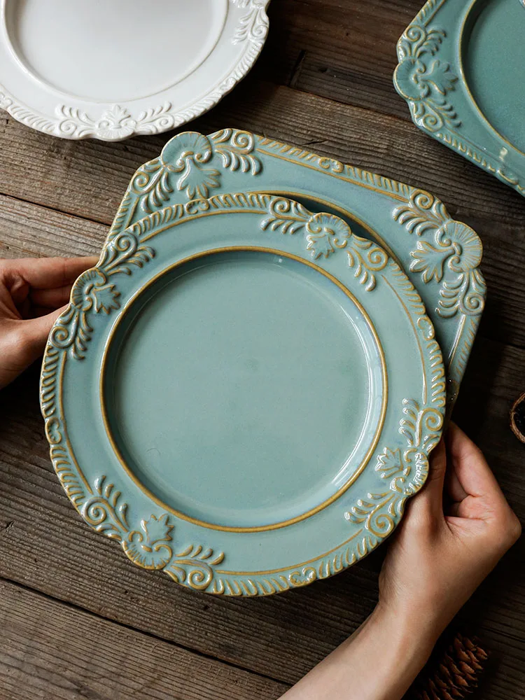 French-Relief-Western-Style-Plate-Italian-Noodle-Plate-Home-Ceramic ...