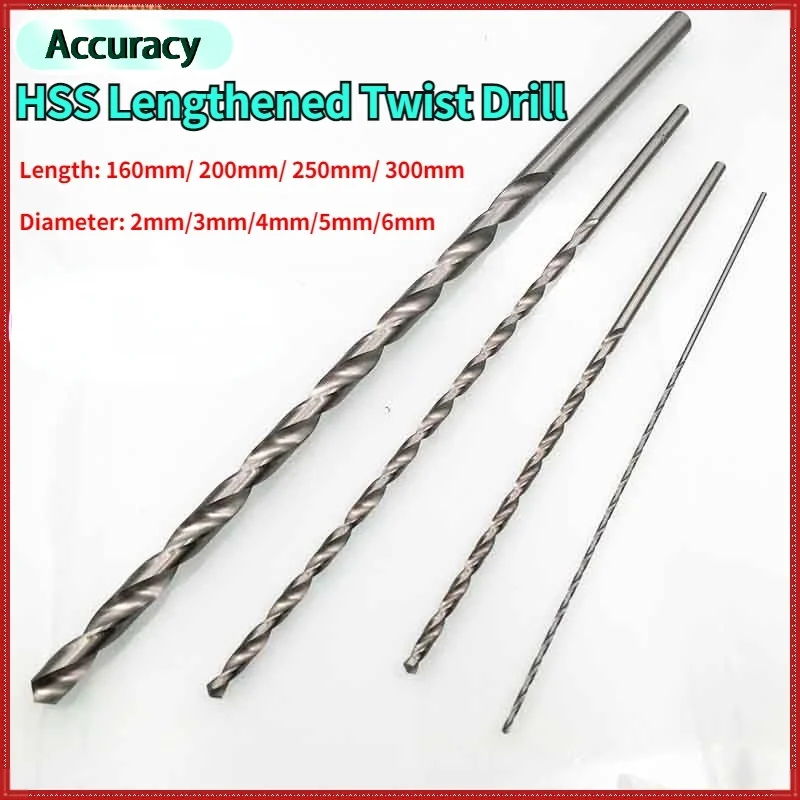 2-6mm-Length160-200-250-300mm-Extra-Long-HSS-Drill-Bit-Set-Holesaw-Hole ...