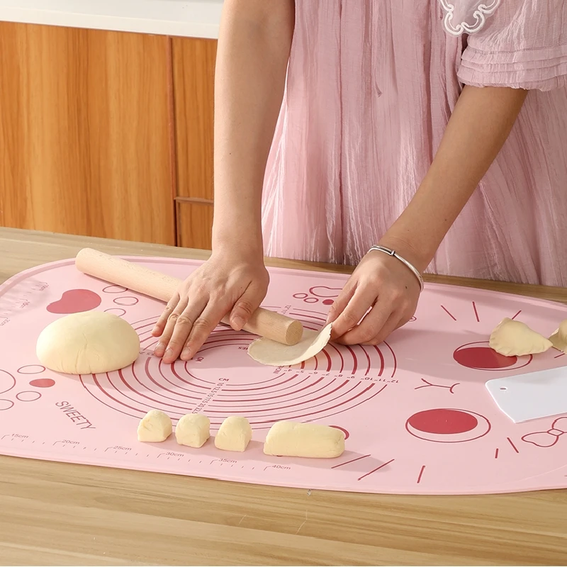 1PCS 70/60cm Silicone Cartoon Kneading Pad Baking Pastry Rolling Mat ...
