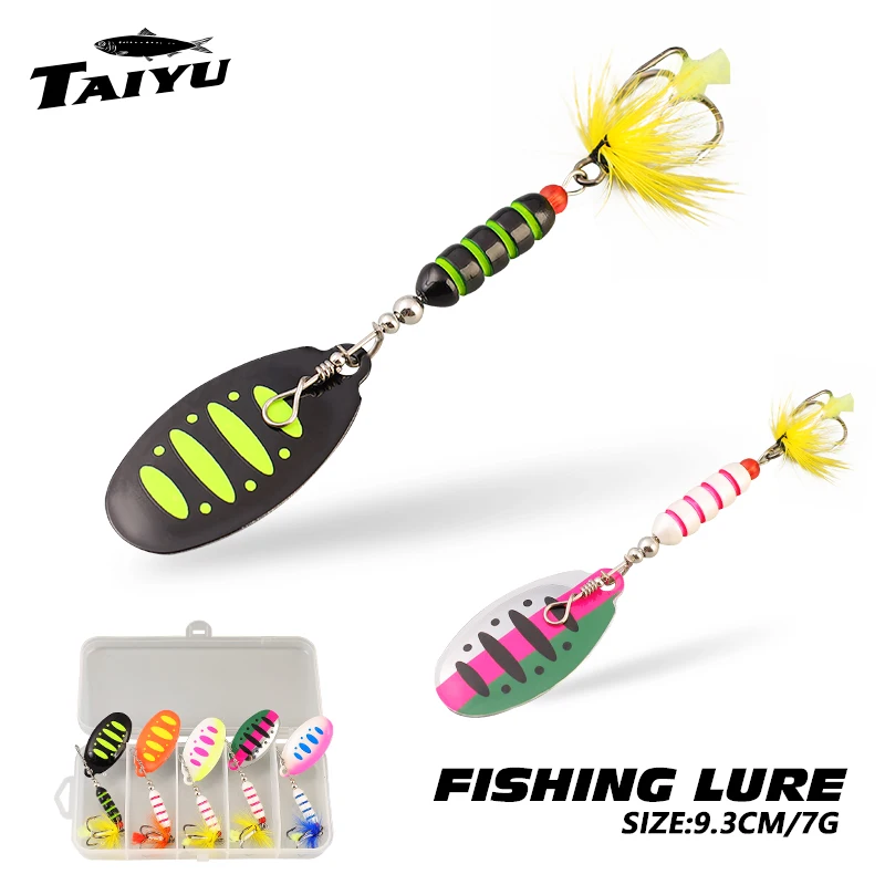 TAIYU 5pcs/Set Sequin Fishing Lures Metal Spoon Spinner Bait Treble ...