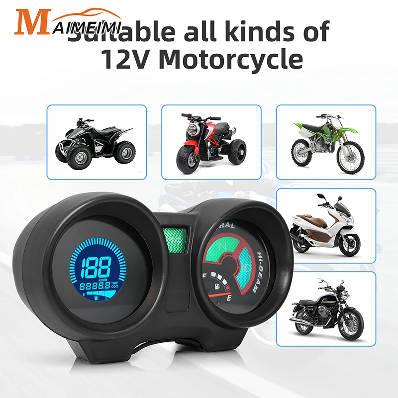 Motorcycle-Digital-Speedometer-7-Colors-Backlight-Speed-Gauge-MPH-Oil ...