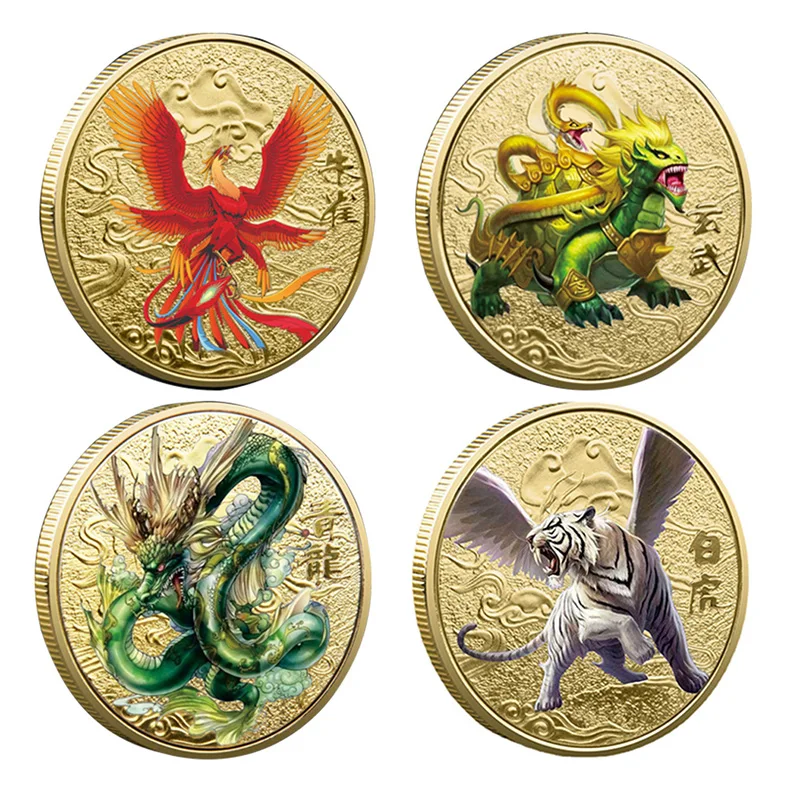 Chinese-Lucky-Gold-Coin-Ancient-Mythical-Creatures-Collection-Dragon ...