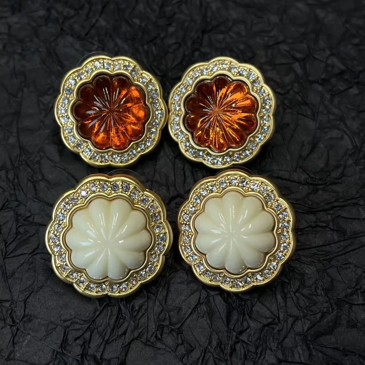 KEQIU Medieval Vintage Luxury Crystal Jelly Diamond Stud Earrings ...