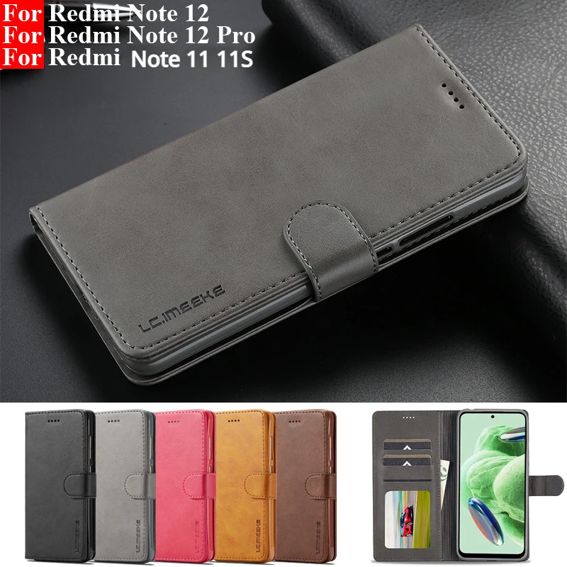 Flip Leather Case For Redmi 12 12C A1 10 10A 10C 9 9A Note 12 11 10S ...