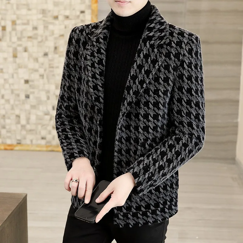 Classic-Winter-Plaid-Woolen-Jacket-for-Men-Lapel-Casual-Business-Trench ...