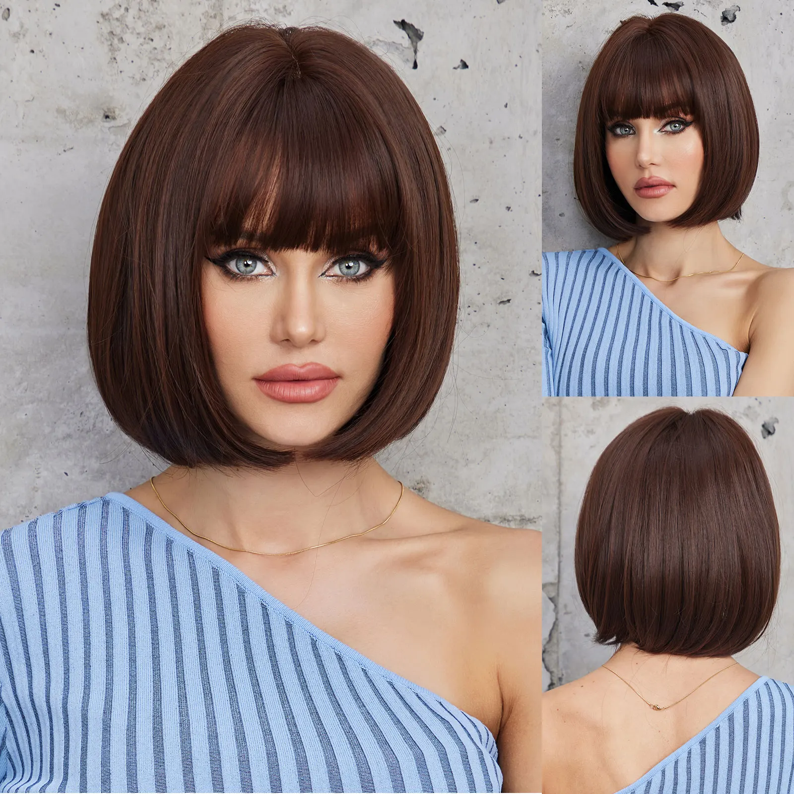 Kurze-gerade-synthetische-Per-cken-Bob-stumpf-geschnittene-Per-cken-mit ...