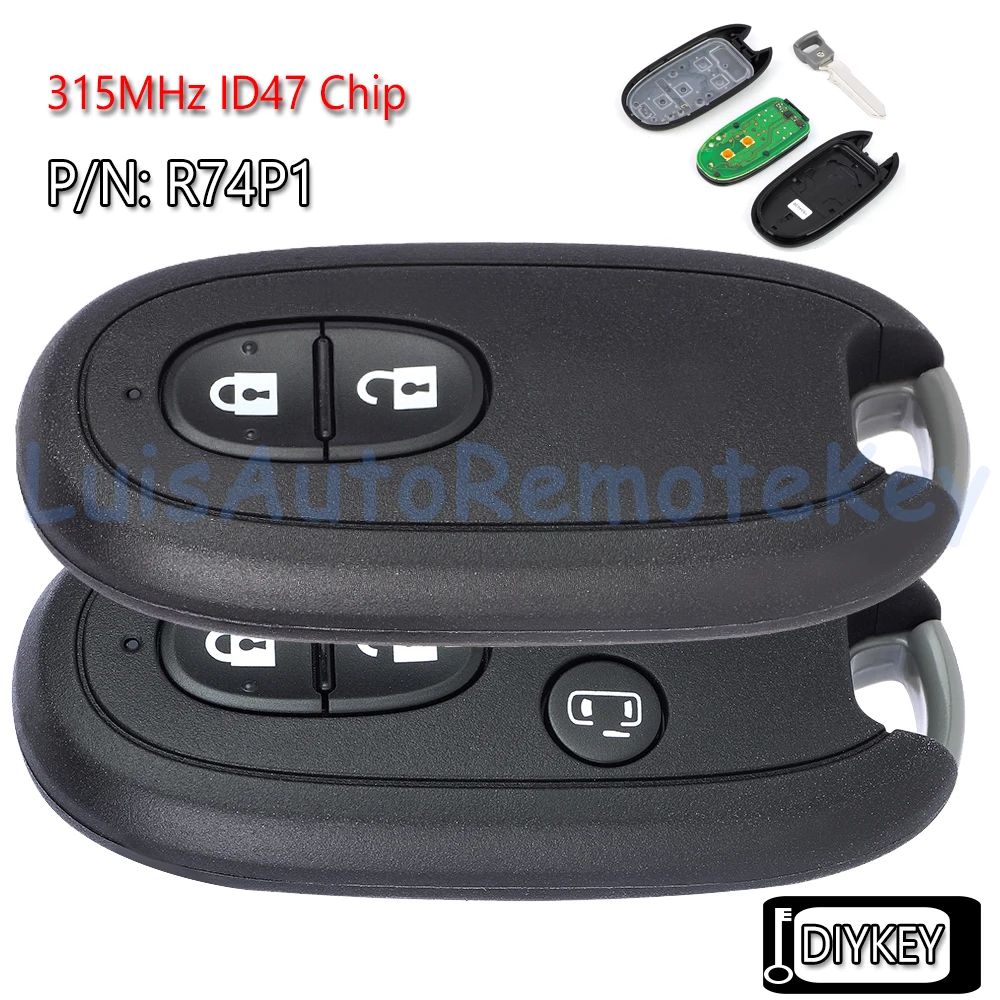 2 / 3 / 4 Buttons OEM Smart Remote Car Key Fob 315MHz PCF7953 HITAG 3 ...