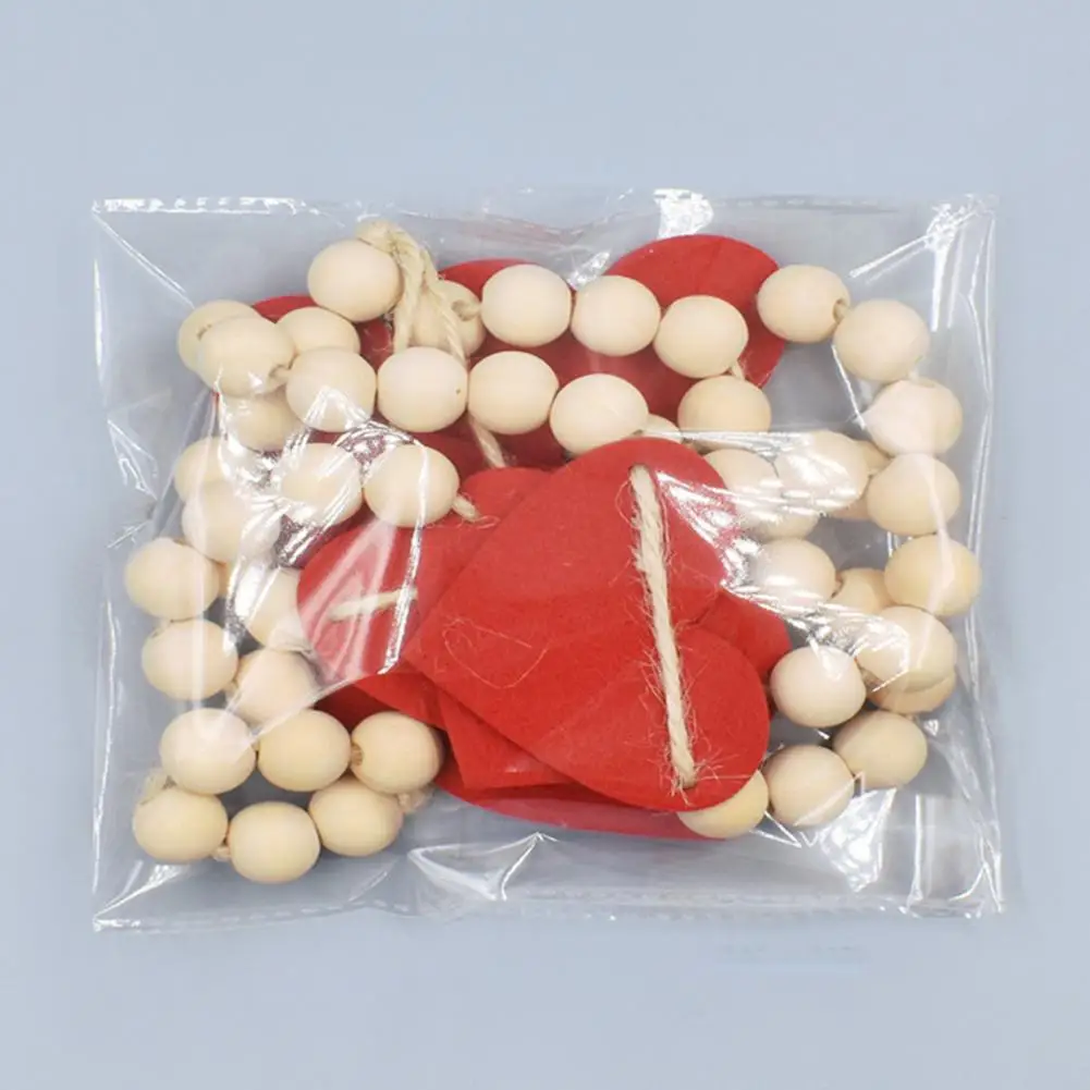 Home-Decor-Valentines-Day-Decorations-Heart-Shaped-Wooden-Beads-Garland ...