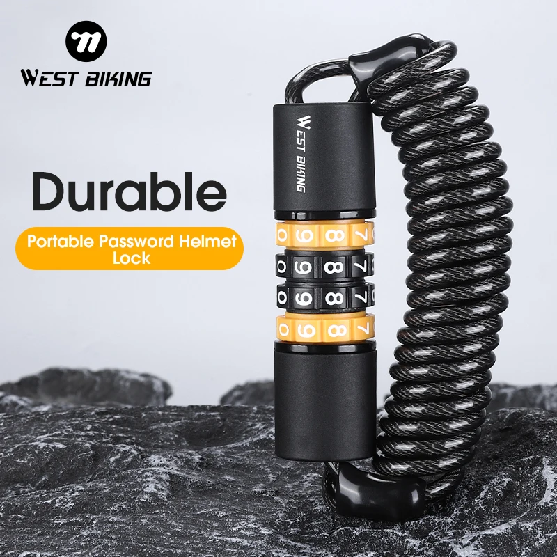 WEST-BIKING-Bicycle-Lock-Portable-Security-Password-Helmet-Lock-Steel ...