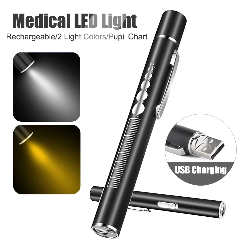 USB-Rechargeable-Medical-LED-Pen-Light-Nurse-Doctor-Flashlight-Torch ...