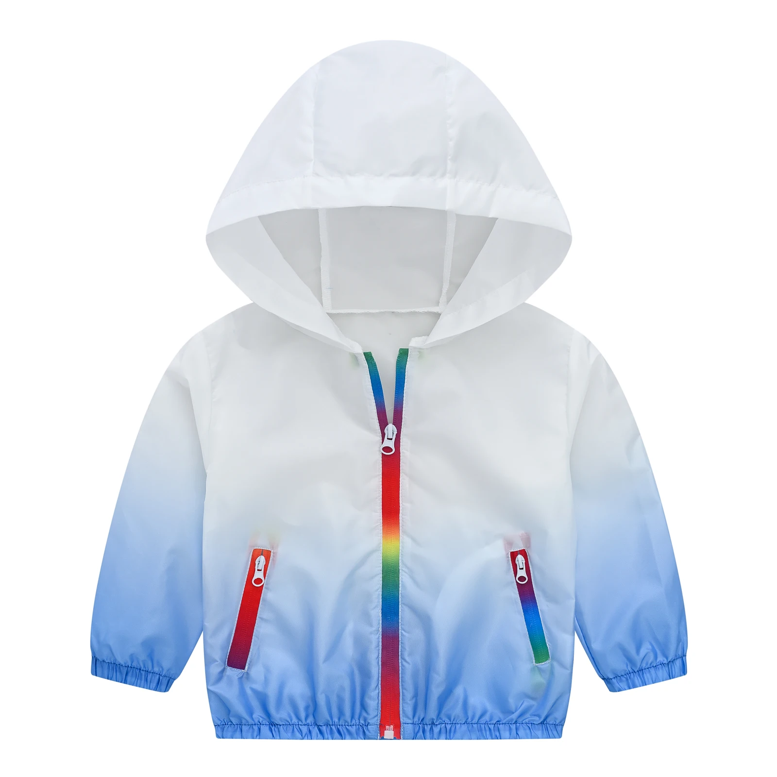 Children's gradual color sunscreen clothes boys and girls summer hooded ...